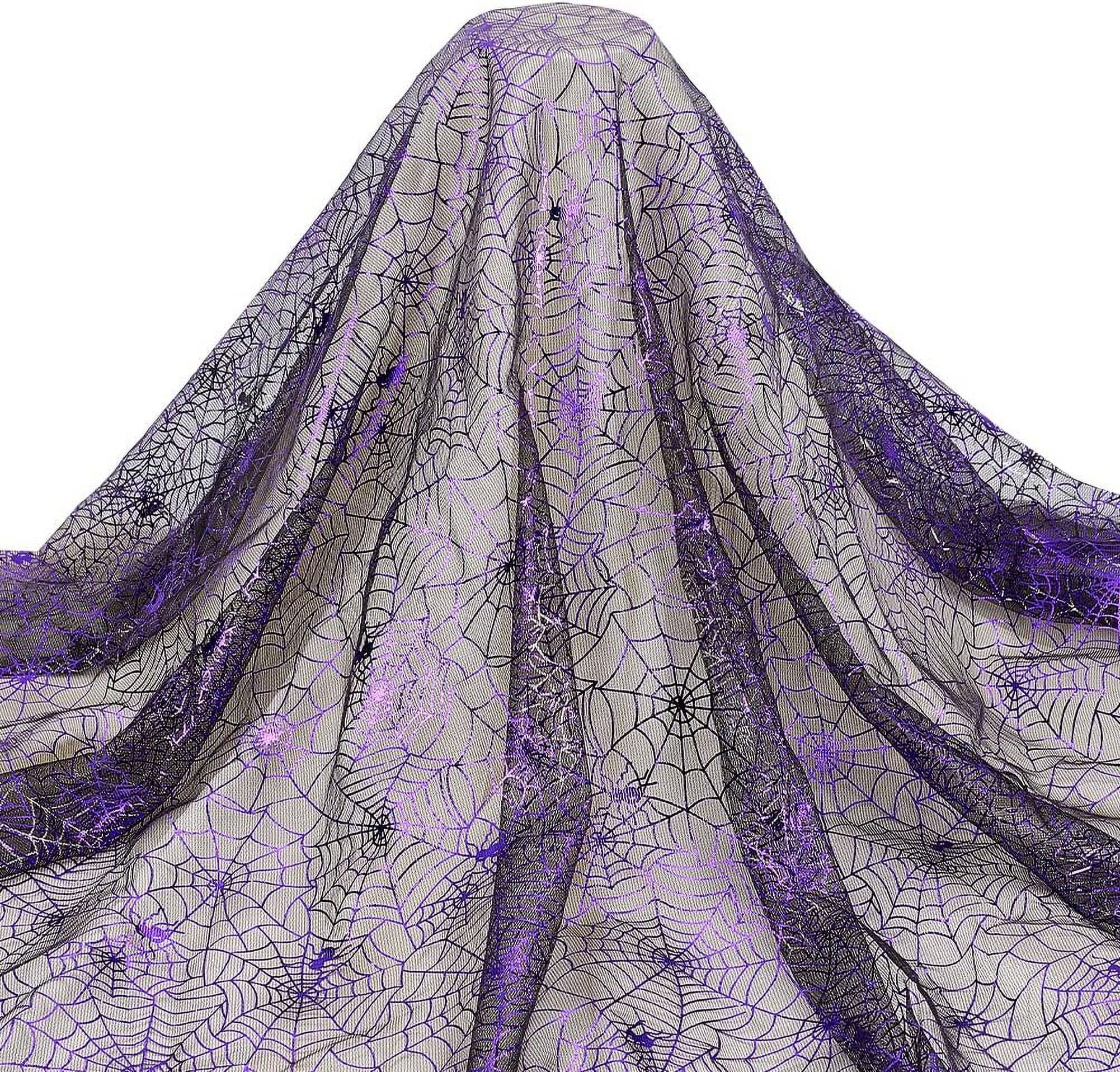 Spider Web Fabric - 78.7x66.1 inch Dark Orchid Color Spider Webs Tulle ...