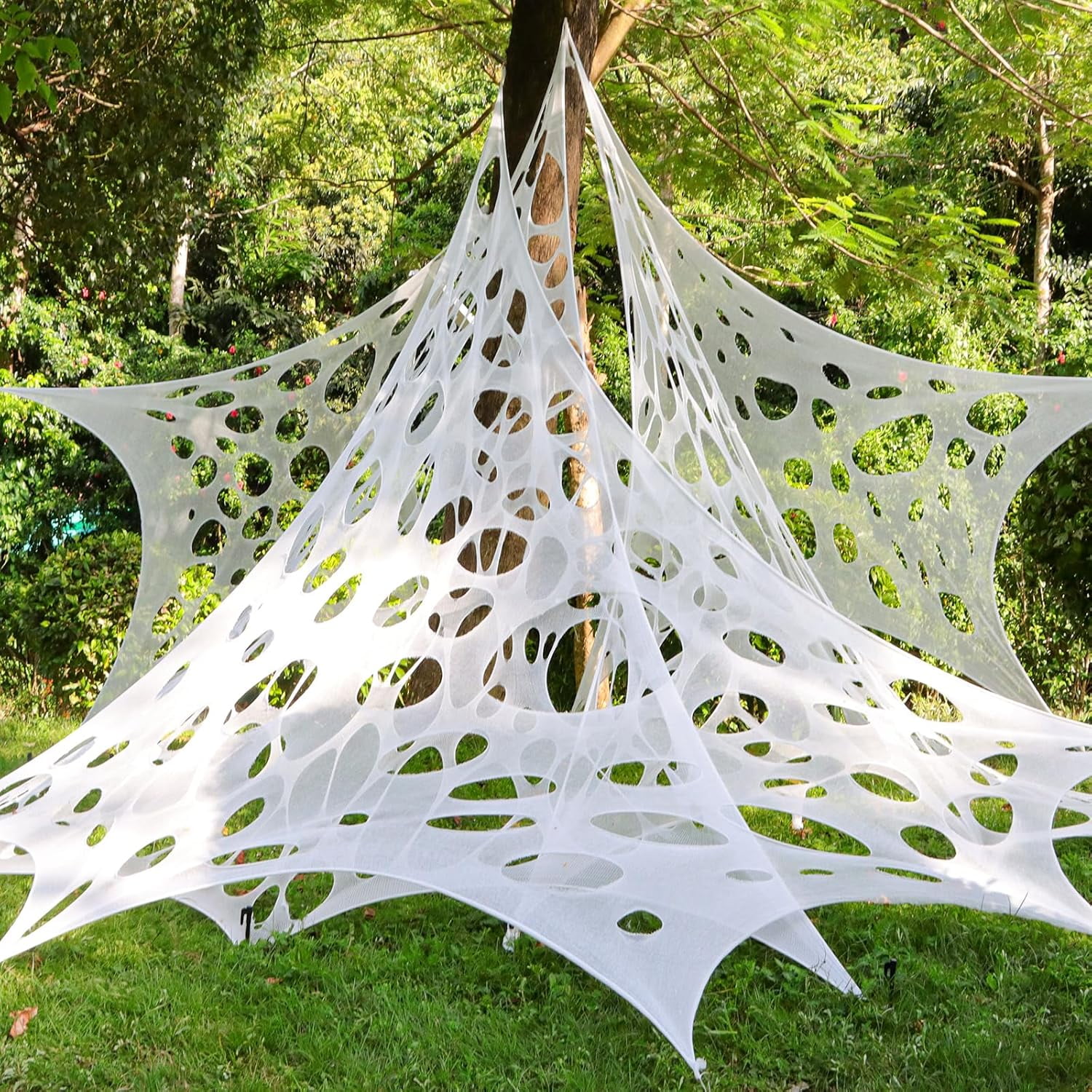 Spider Web Halloween Decoration - 13.5*6.7 Ft Stretchy Giant Spider Web ...