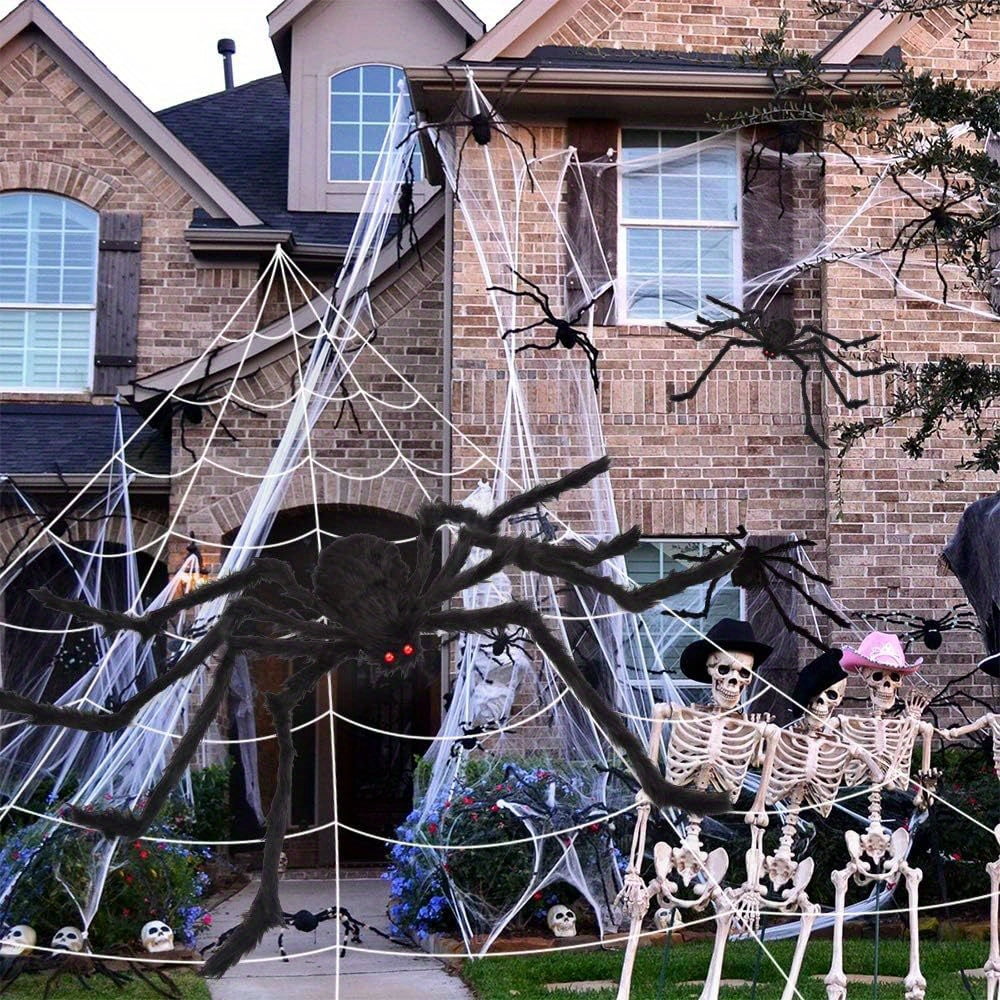 Spider Web Halloween Decorations Outdoor with Large Spiders, Hanging ...