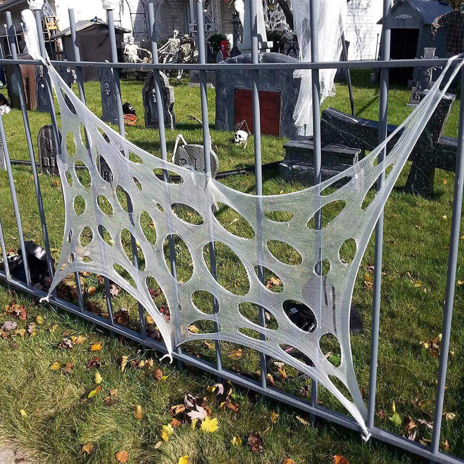 Spider Web Halloween Decorations Outdoor, Stretchy Halloween Spider Web ...