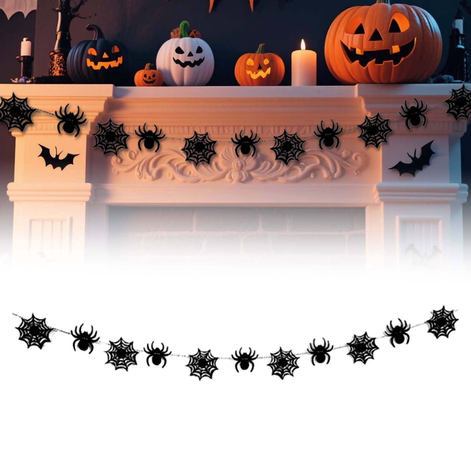 Spider Web Halloween Decorations -Spiderweb Banner Garland for Indoor ...