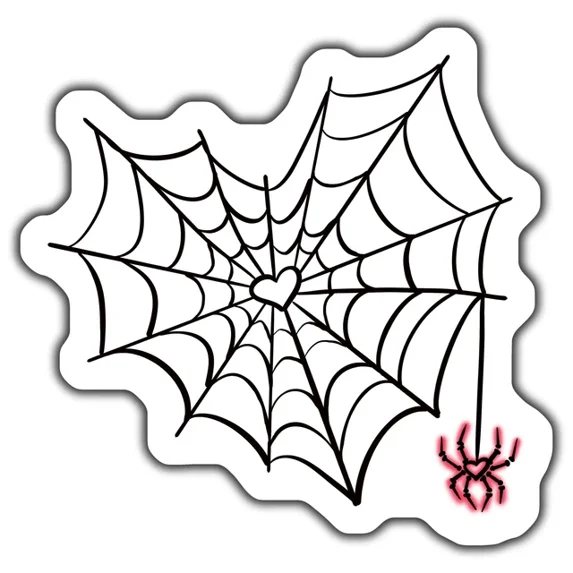 Spider Web Heart Sticker, Cute Black And White Web Design, Spider And ...