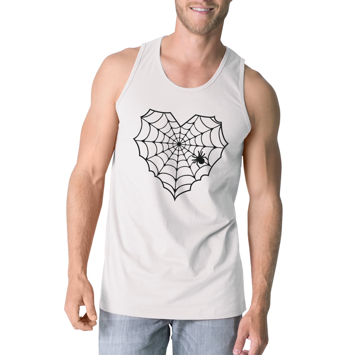 Spider Web Mens White Graphic Tanks Horror Night Workout Tank Top ...