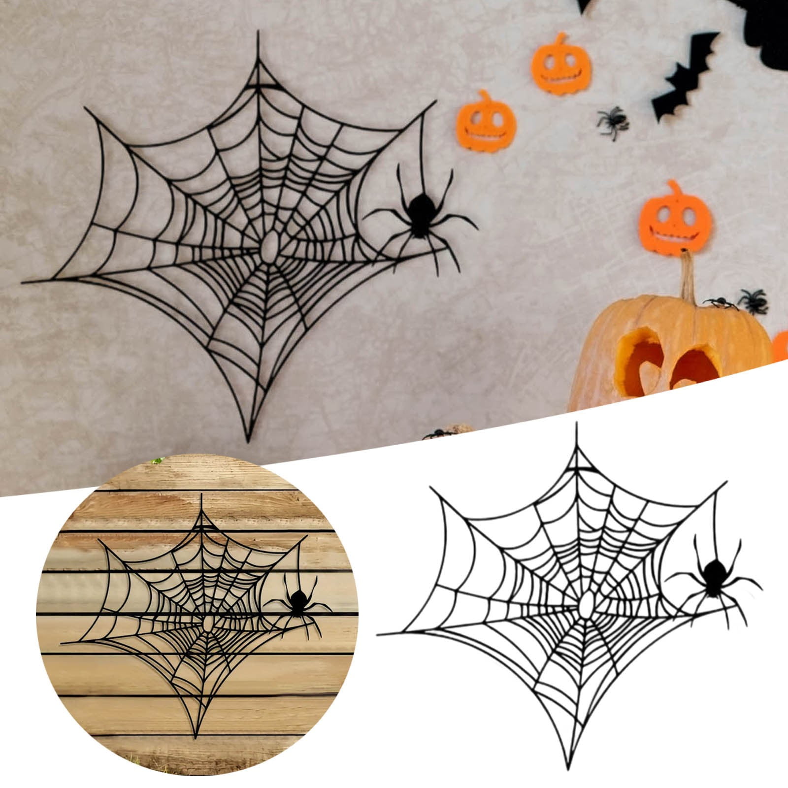 Spider Web Metal Wall Decor - Halloween Metal Wall Art with Spider ...