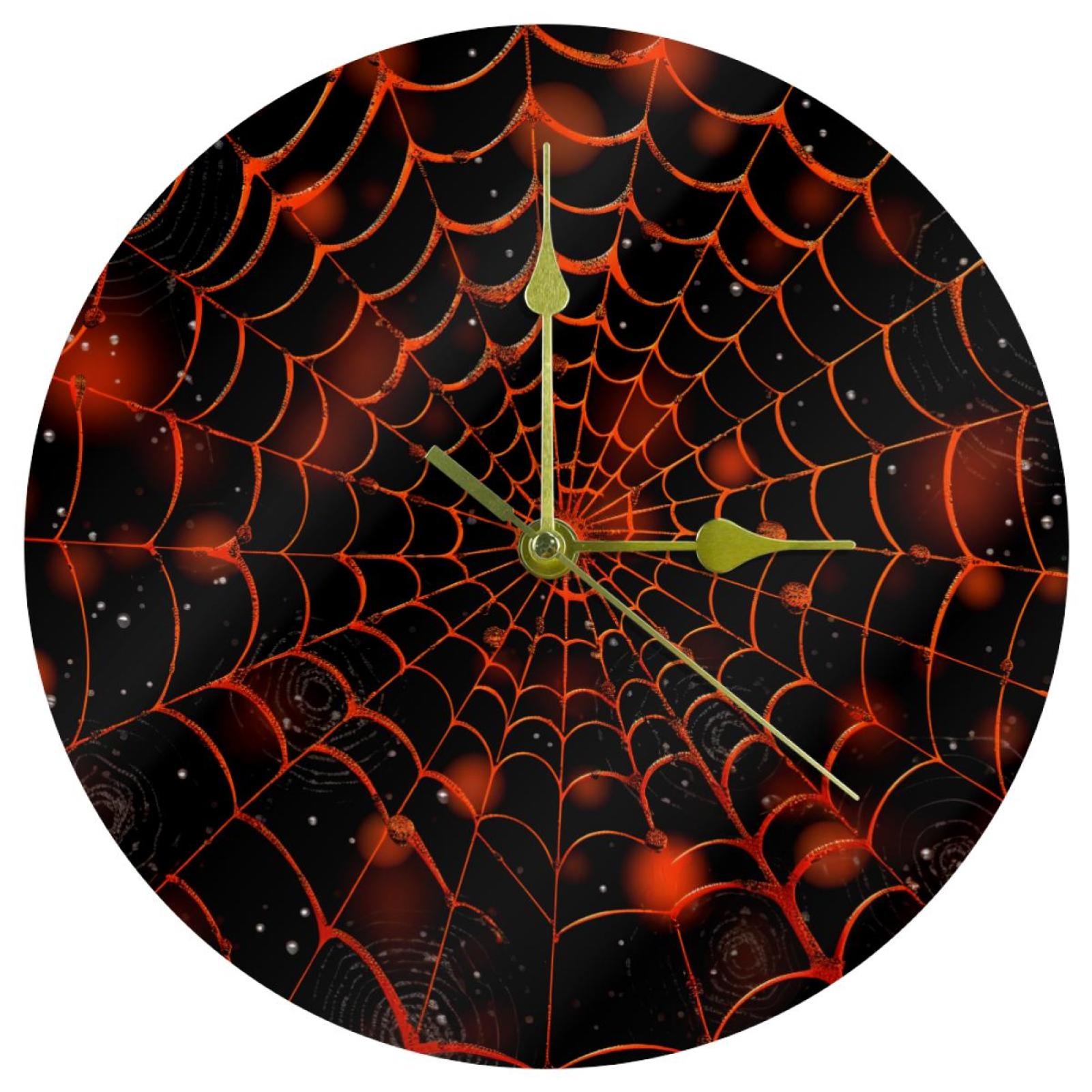 Spider Web Modern Round Acrylic Wall Clock, 9.8 Inches, Silent Non ...
