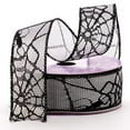 Spider Web On Top of White Satin Wired Ribbon - 1 1/2 Inches Wide X 10 ...
