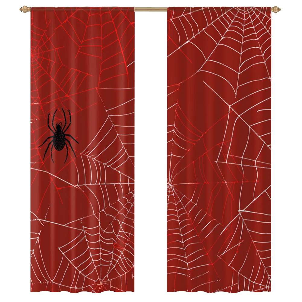 Spider Web Pattern Modern Tulle Window Curtains for Living Room Luxury ...