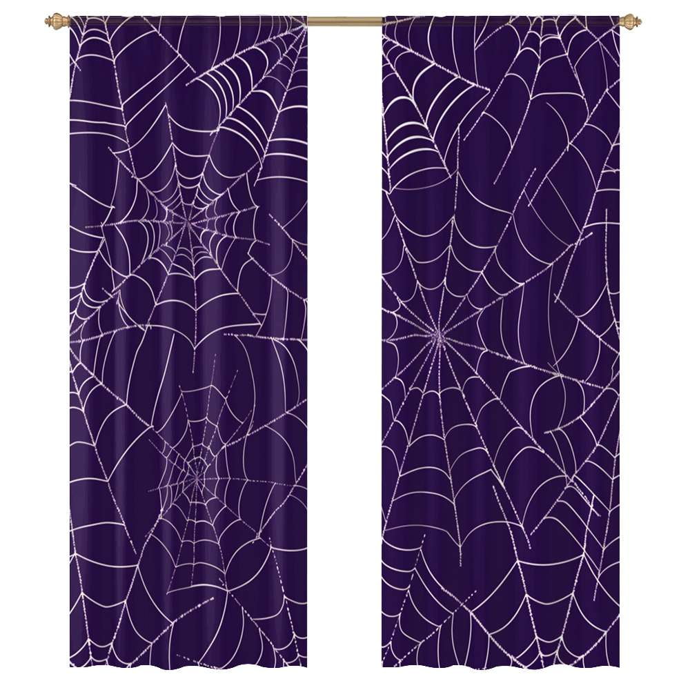 Spider Web Pattern Modern Tulle Window Curtains for Living Room Luxury ...
