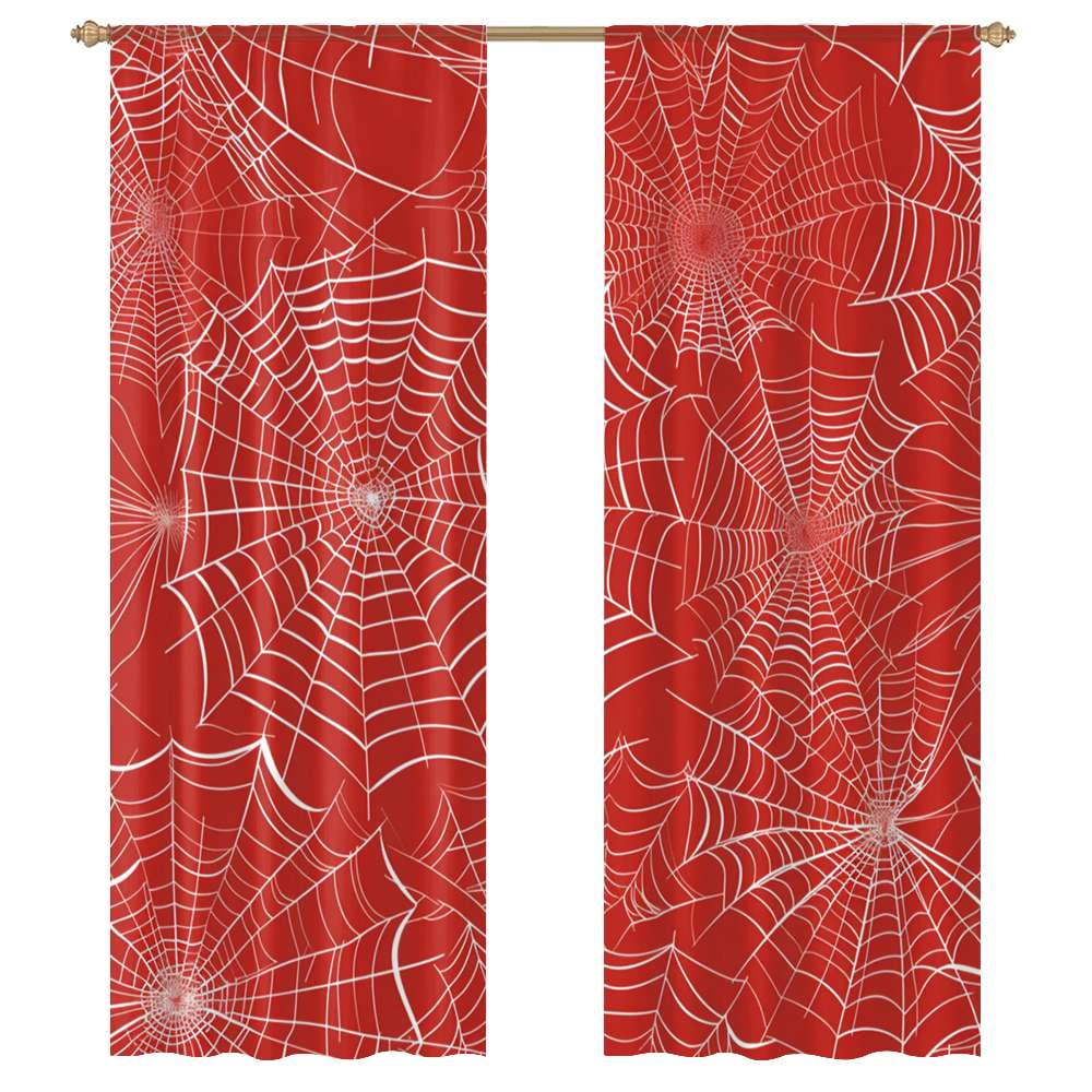 Spider Web Pattern Modern Tulle Window Curtains for Living Room Luxury ...