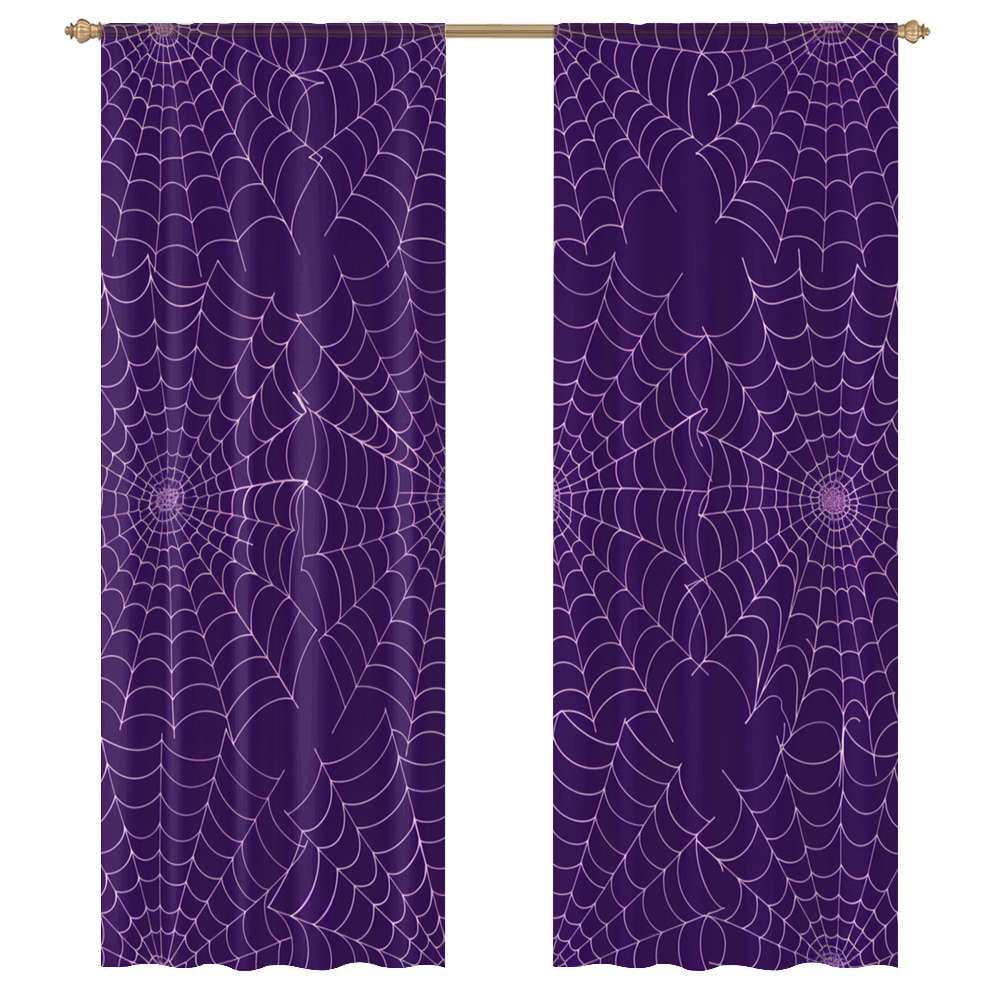 Spider Web Pattern Sheer Voile Curtain Window Tulle Curtains For Living ...