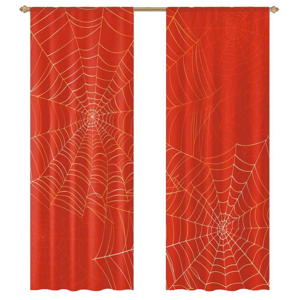 Spider Web Pattern Sheer Voile Curtain Window Tulle Curtains For Living ...