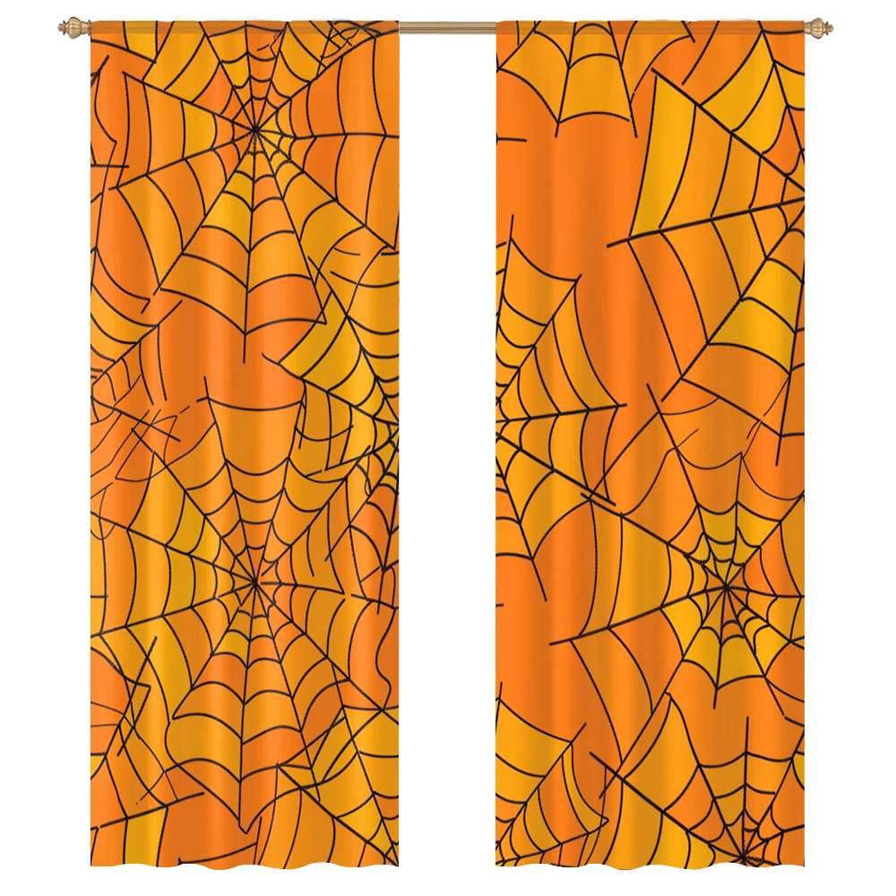 Spider Web Pattern Sheer Voile Curtain Window Tulle Curtains For Living ...