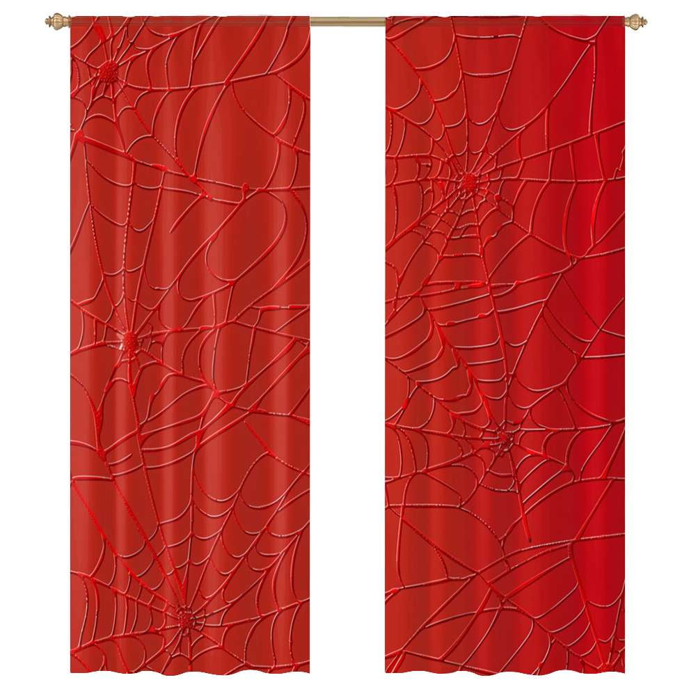 Spider Web Pattern Sheer Voile Curtain Window Tulle Curtains For Living ...