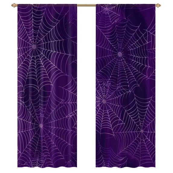 Spider Web Pattern Sheer Voile Curtain Window Tulle Curtains For Living ...