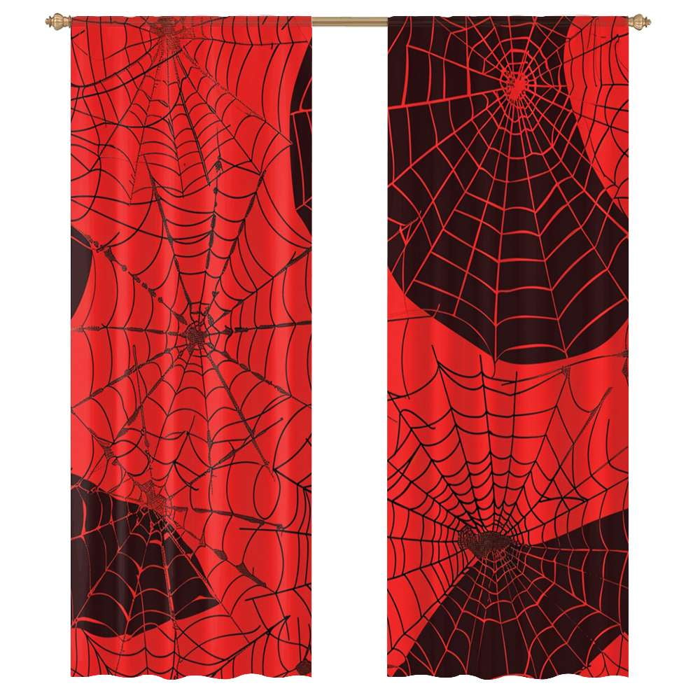 Spider Web Pattern Sheer Voile Curtain Window Tulle Curtains For Living ...