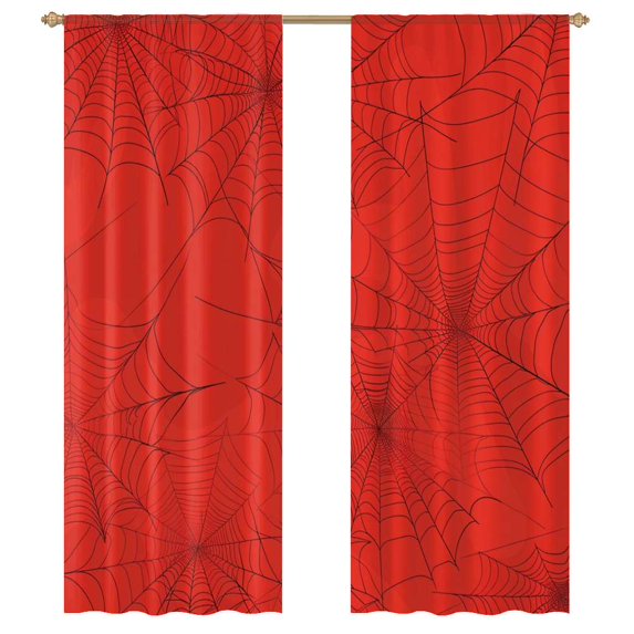 Spider Web Pattern Sheer Window Curtains for Living Room Kitchen ...