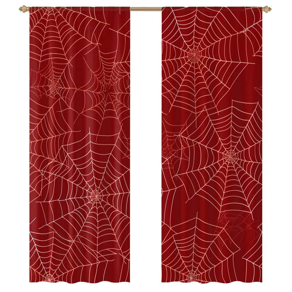 Spider Web Pattern Sheer Window Curtains for Living Room Kitchen ...