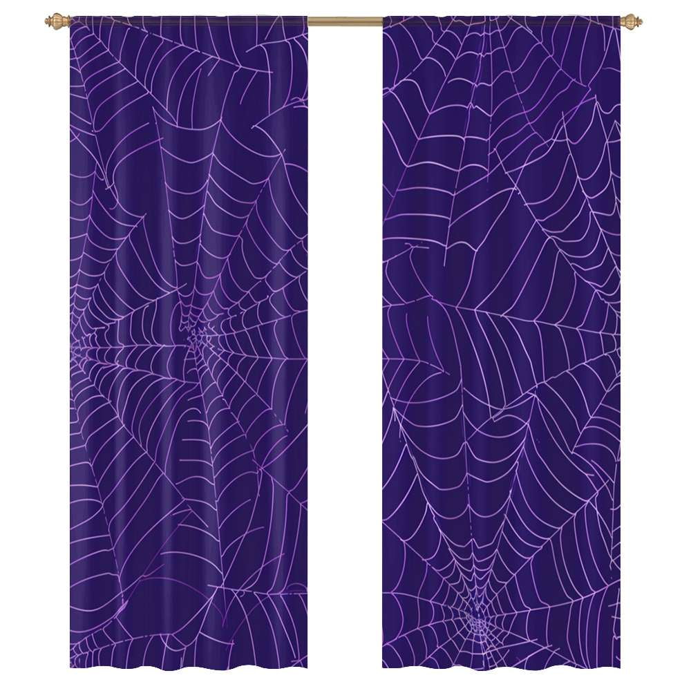 Spider Web Pattern Sheer Window Curtains for Living Room Kitchen ...