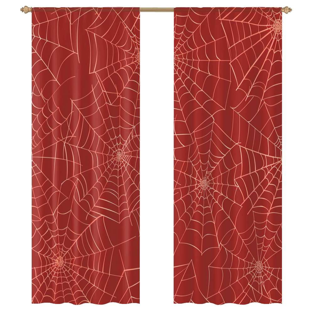 Spider Web Pattern Sheer Window Curtains for Living Room Kitchen ...