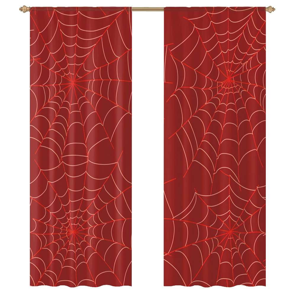 Spider Web Pattern Tulle Curtains For Living Room Chiffon Sheer Voile ...