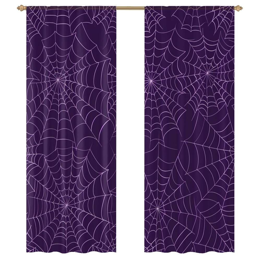 Spider Web Pattern Tulle Curtains For Living Room Chiffon Sheer Voile ...