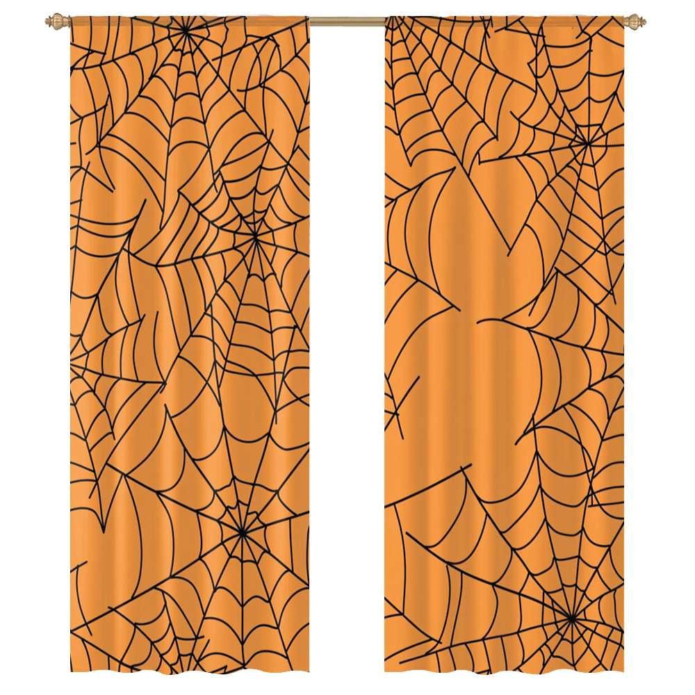 Spider Web Pattern Tulle Curtains For Living Room Chiffon Sheer Voile ...