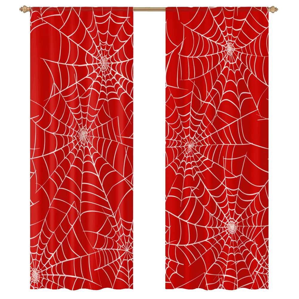 Spider Web Pattern Tulle Curtains For Living Room Chiffon Sheer Voile ...