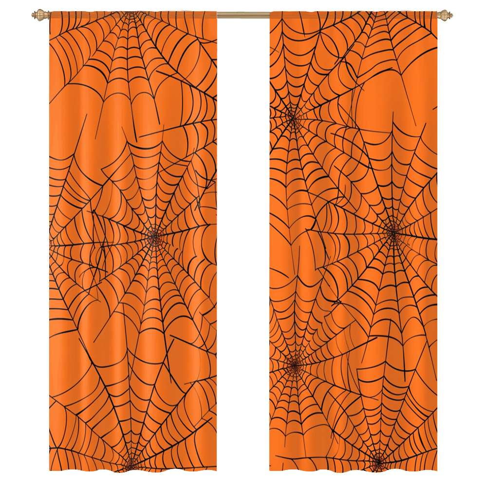 Spider Web Pattern Tulle Curtains For Living Room Chiffon Sheer Voile ...