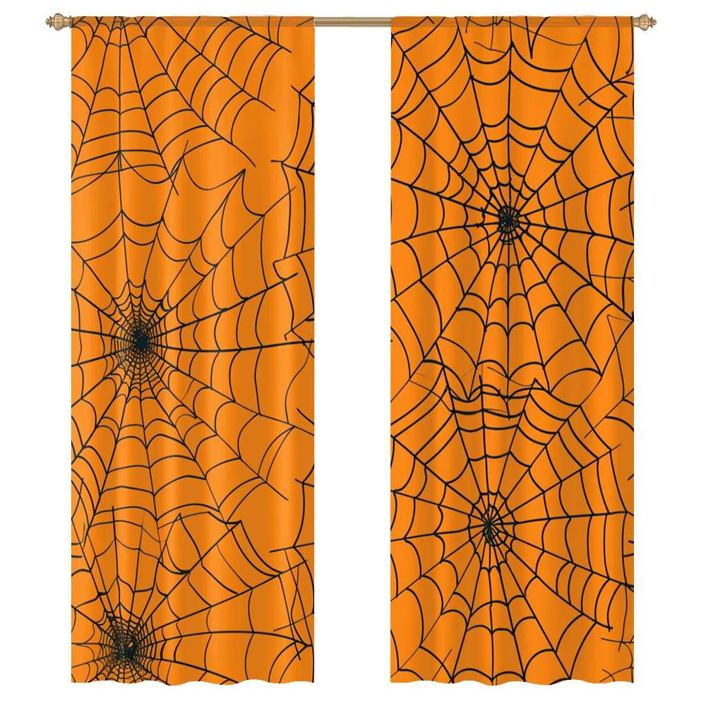 Spider Web Pattern Tulle Curtains For Living Room Chiffon Sheer Voile ...