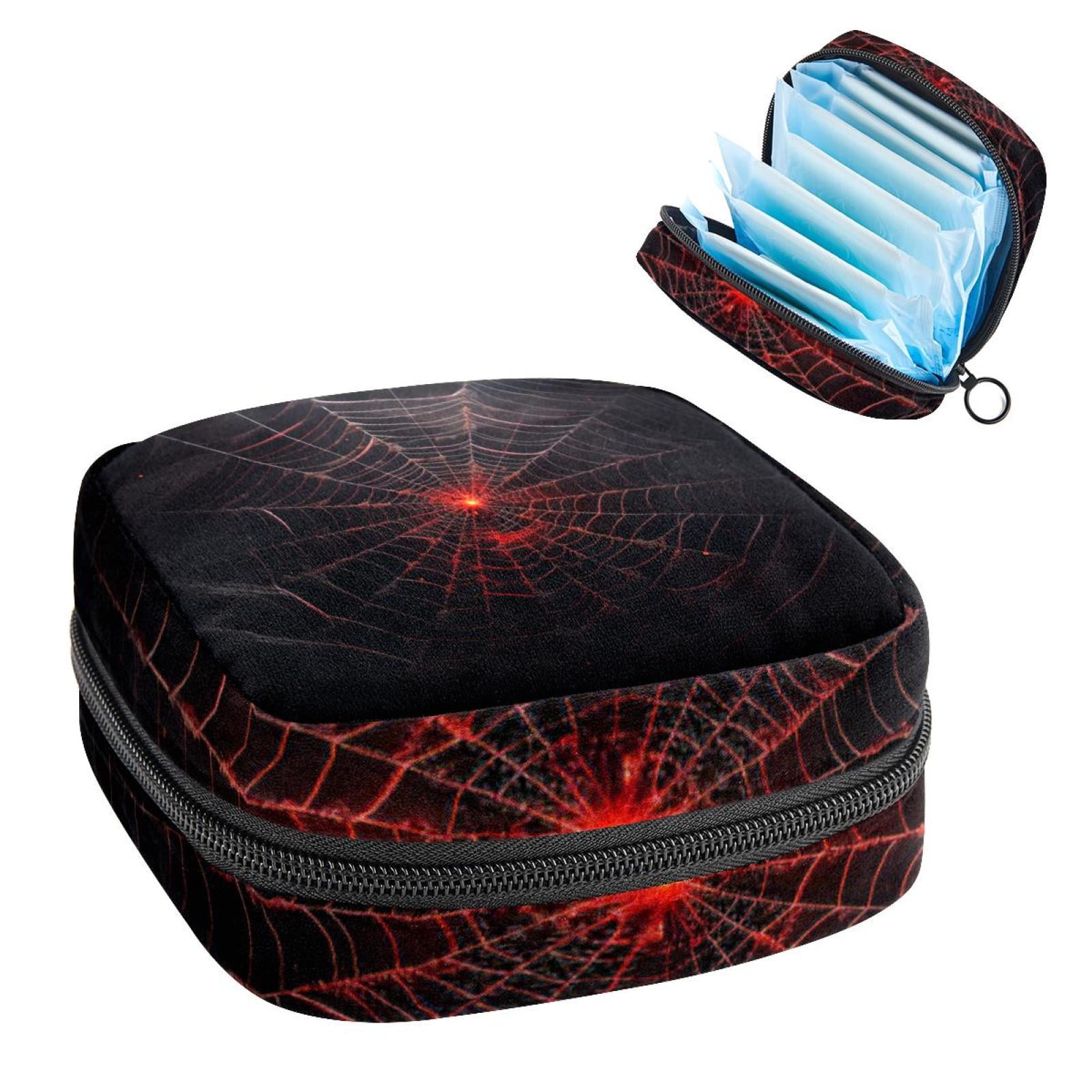 Spider Web Sanitary Napkin Pouch Bag with Plush Fabric, Sponge, and ...