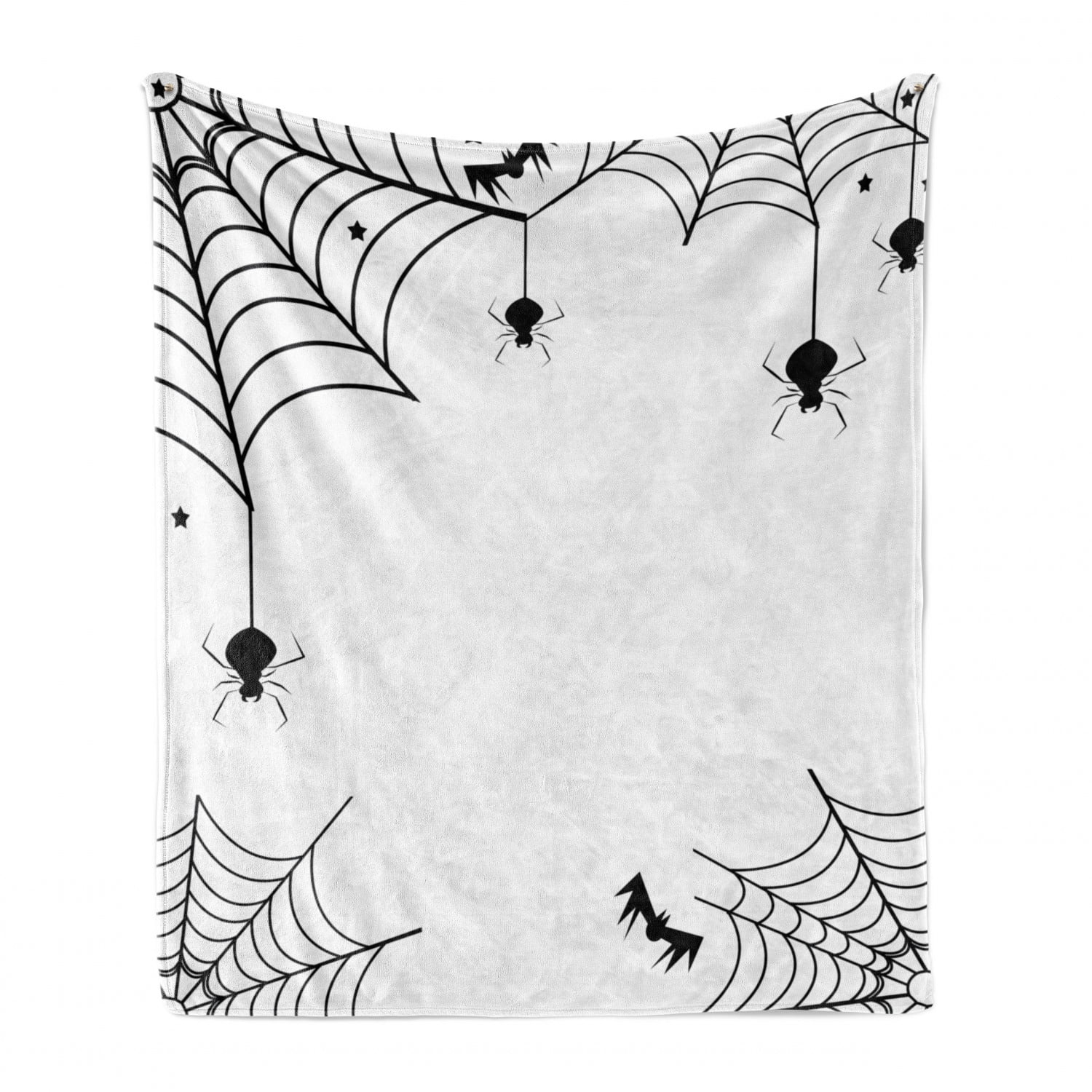 Spider Web Soft Flannel Fleece Blanket, Spiders Bats and Little Stars ...