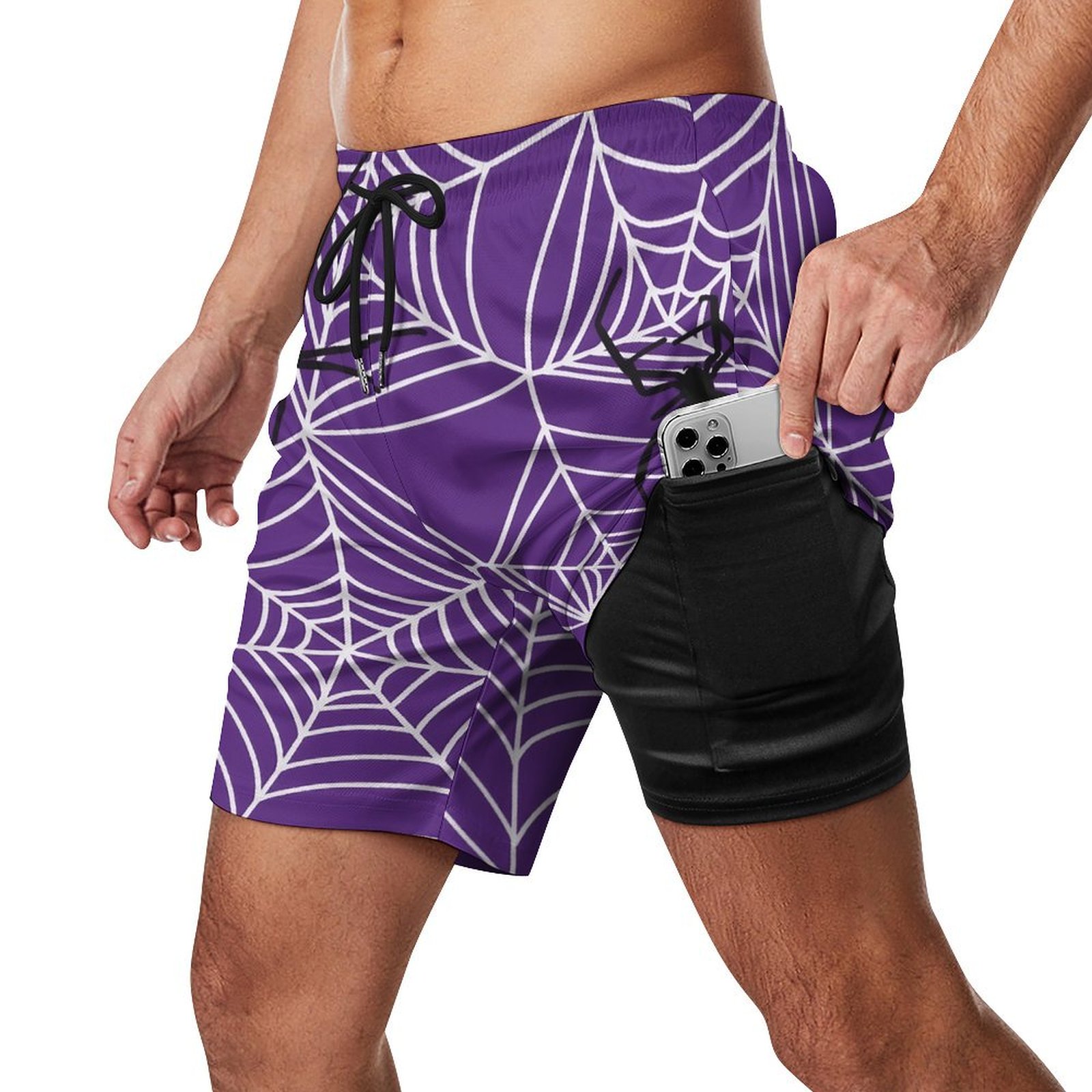 Spider Web Spider Purple Quick Dry Swimming Shorts For Men Swimwear ...