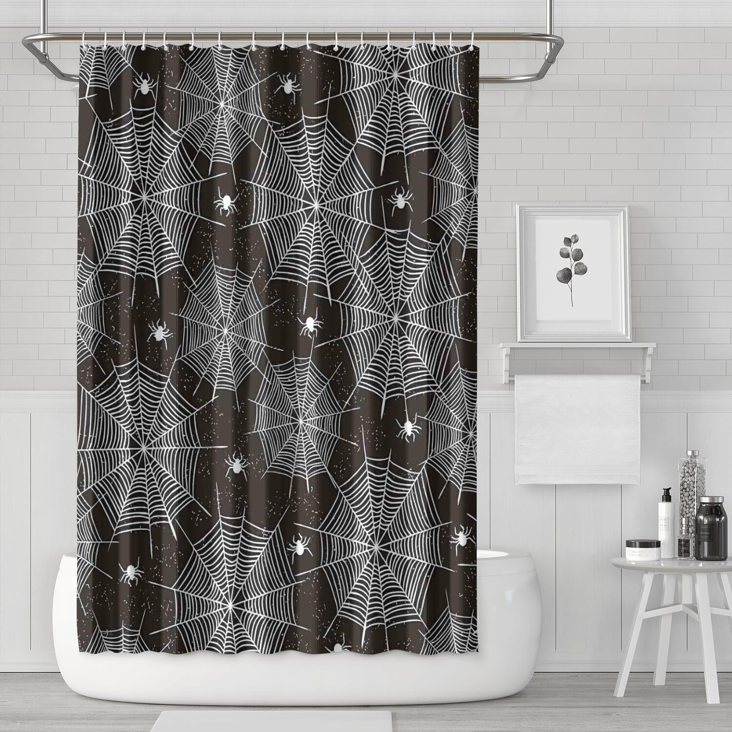 Spider Web and Spiders Halloween Pattern Shower Curtain 72"x72 ...