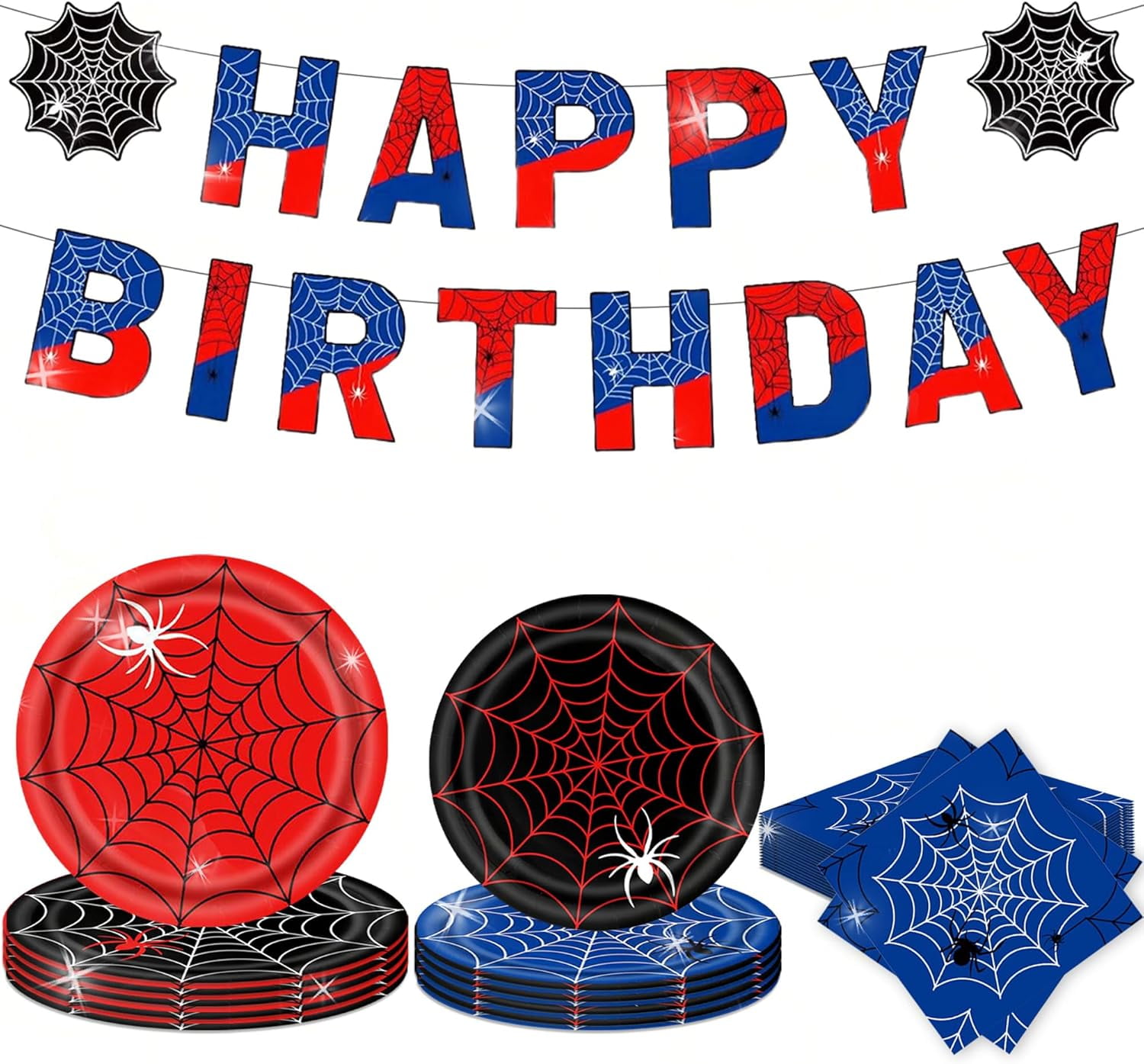 Spider Web Themed Birthday Party Decoration and Tableware Set ...