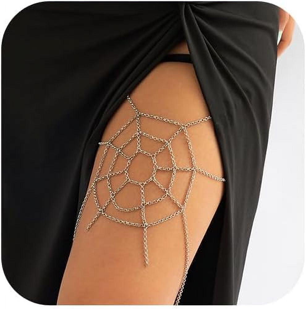 Spider Web Thigh Chain Silver Cobweb Leg Chain Sexy Halloween Body ...