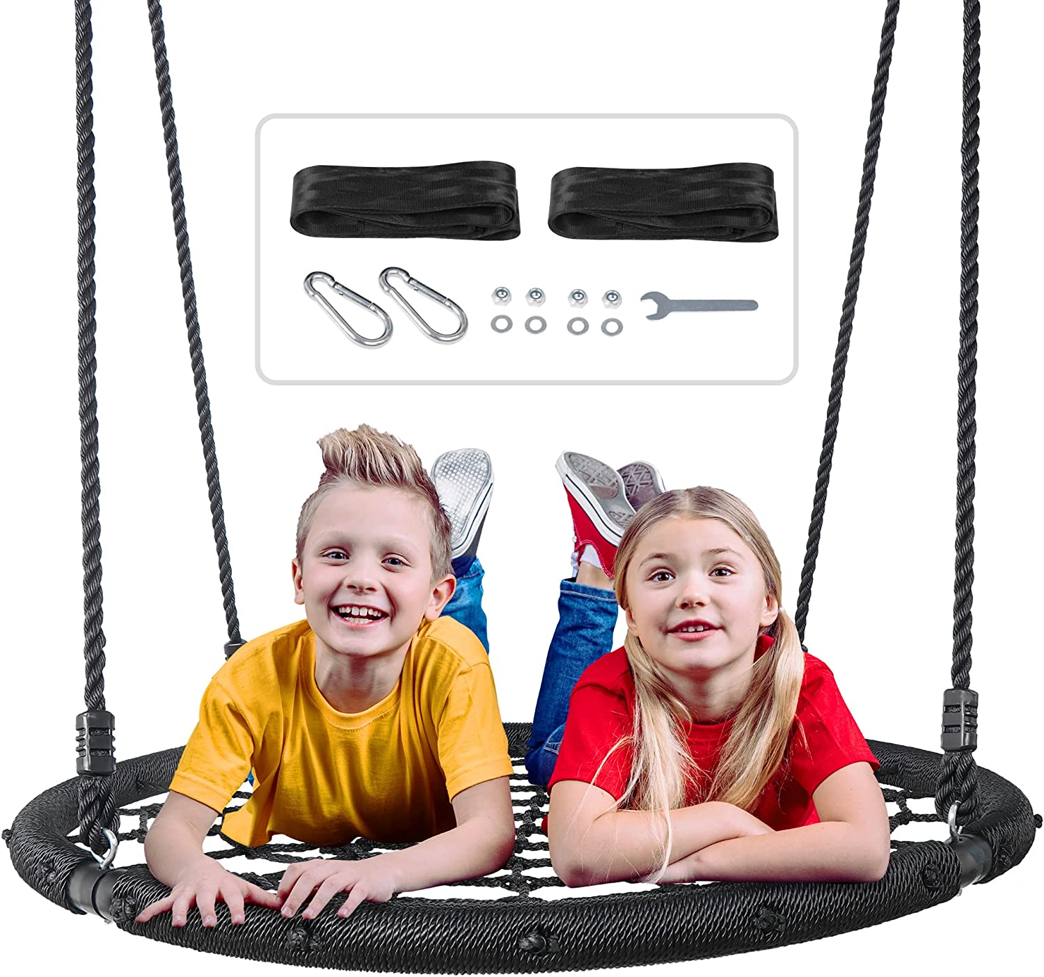 Spider Web Tree Swing Set, Extra Large Platform Net Swing, Adjustable ...