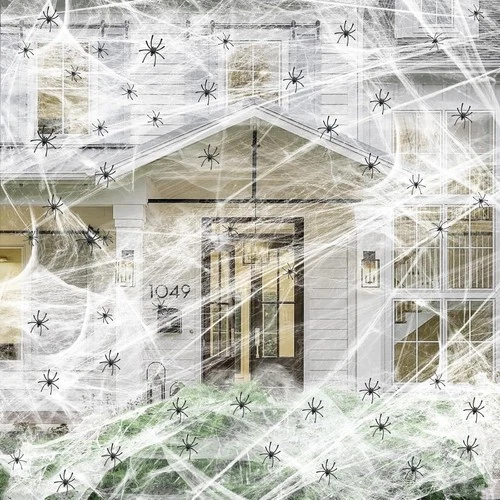 Spider Web With 60 Fake Spider Decorations Spooky Cobwebs Halloween ...