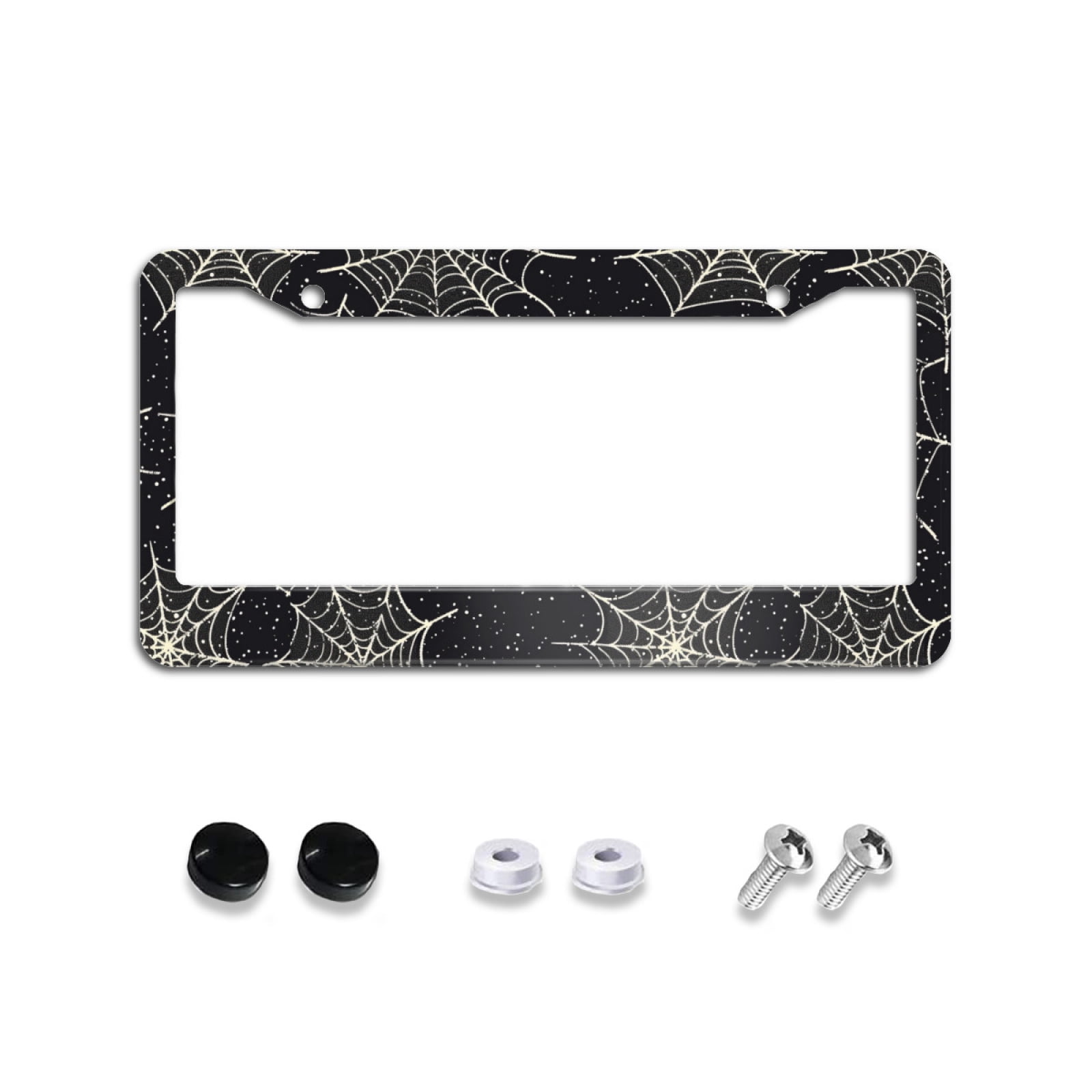Spider Web on Black License Plate Frames for Women Men Car Plate Holder ...