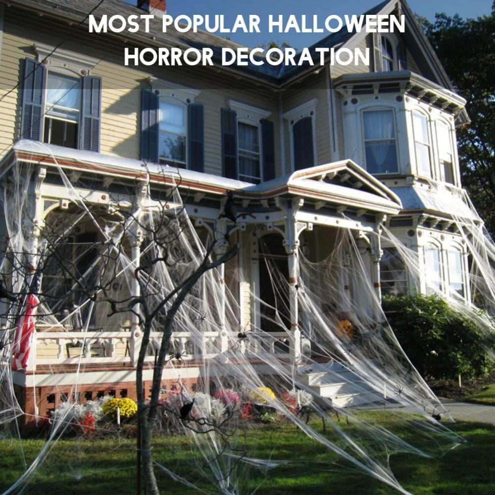 Spider Webs Halloween Decorations with 2 Fake Spiders, Super Stretchy ...