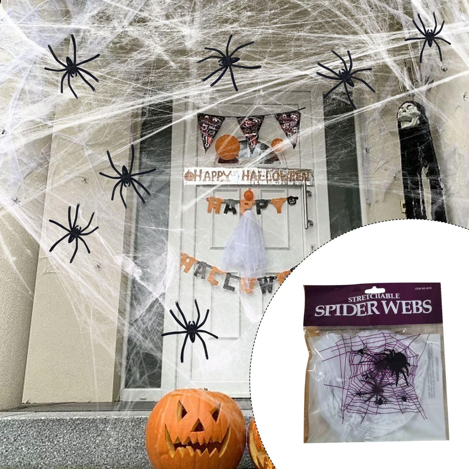 Spider Webs Halloween Decorations Bonus, Super Stretch Cobwebs for ...