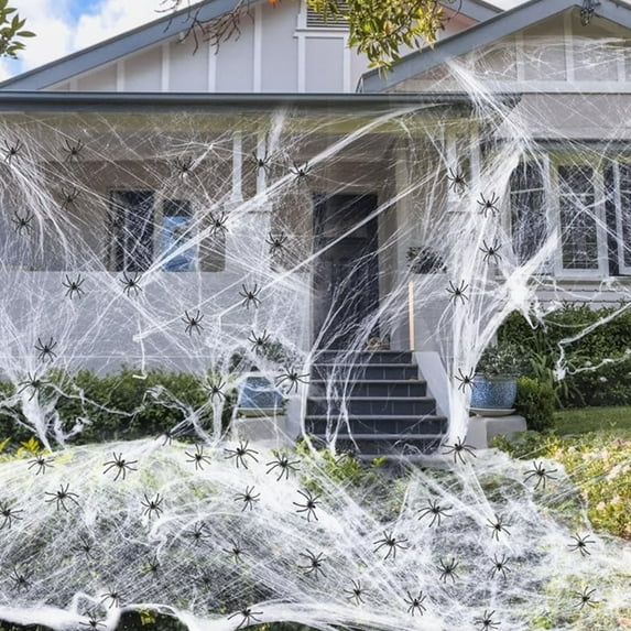 Spider Webs Halloween Decorations Bonus with 30 Fake Spiders, Super ...