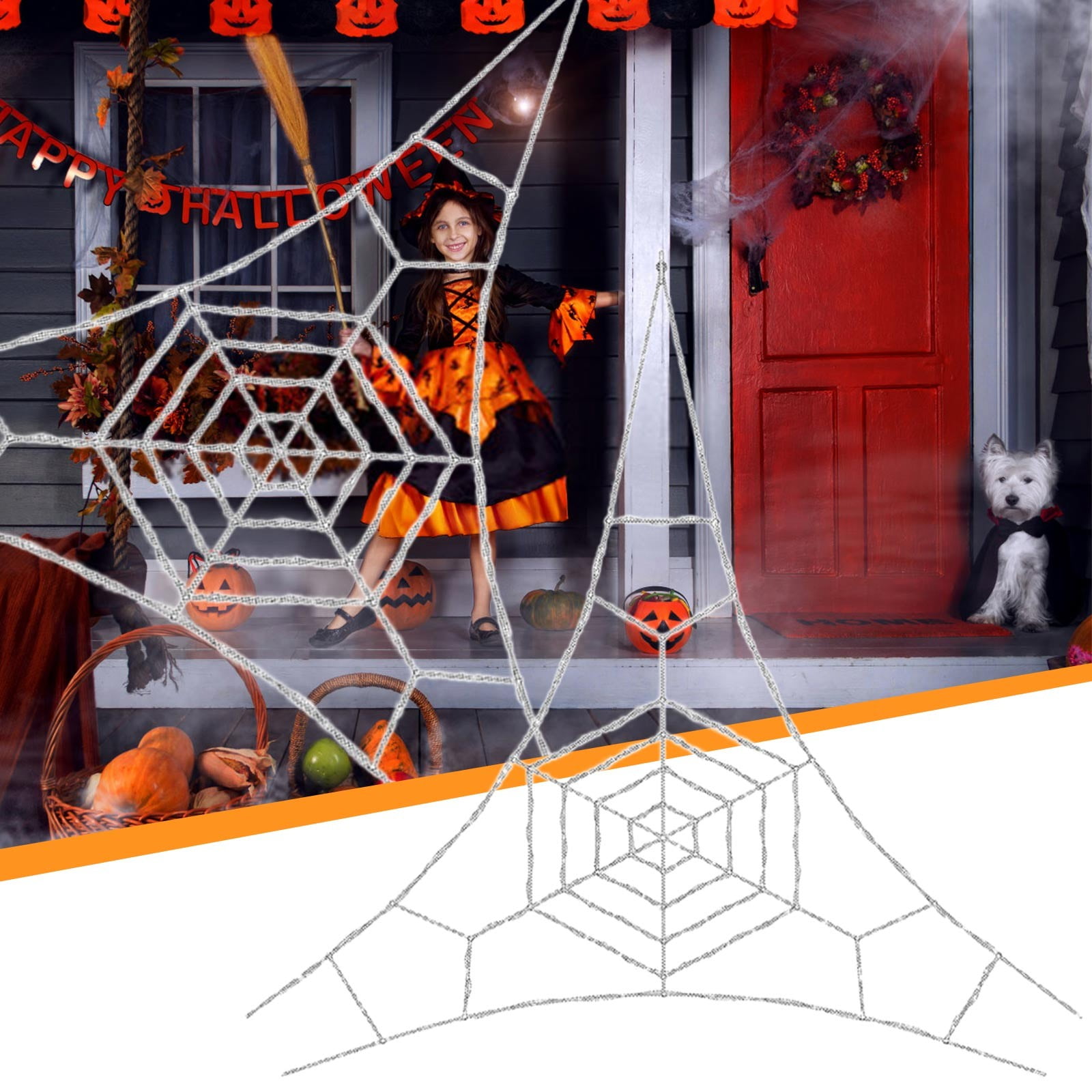 Spider Webs Halloween Decorations Outdoor White Fake Spider Scary ...