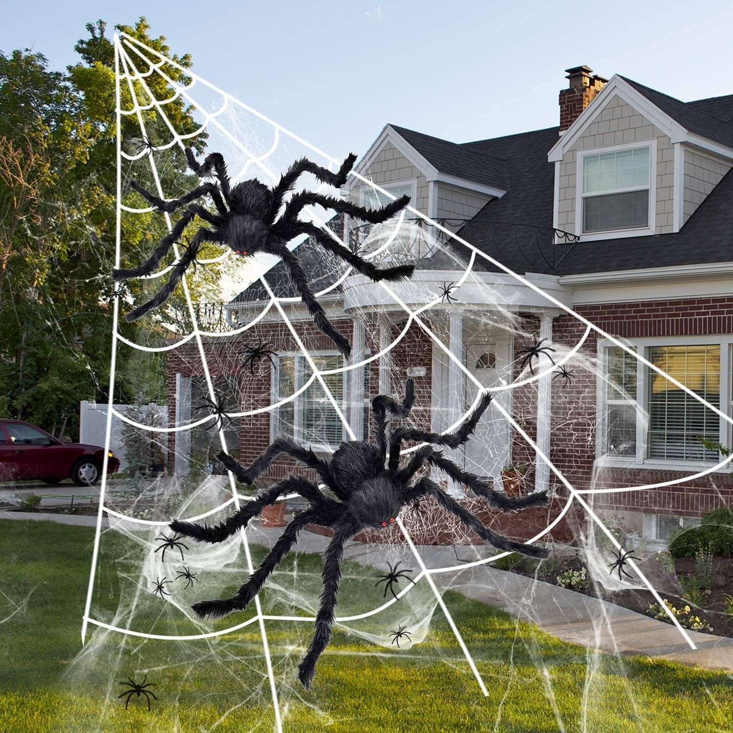 Spider Webs Halloween Decorations, Web Decorations Set with 23ft Web ...