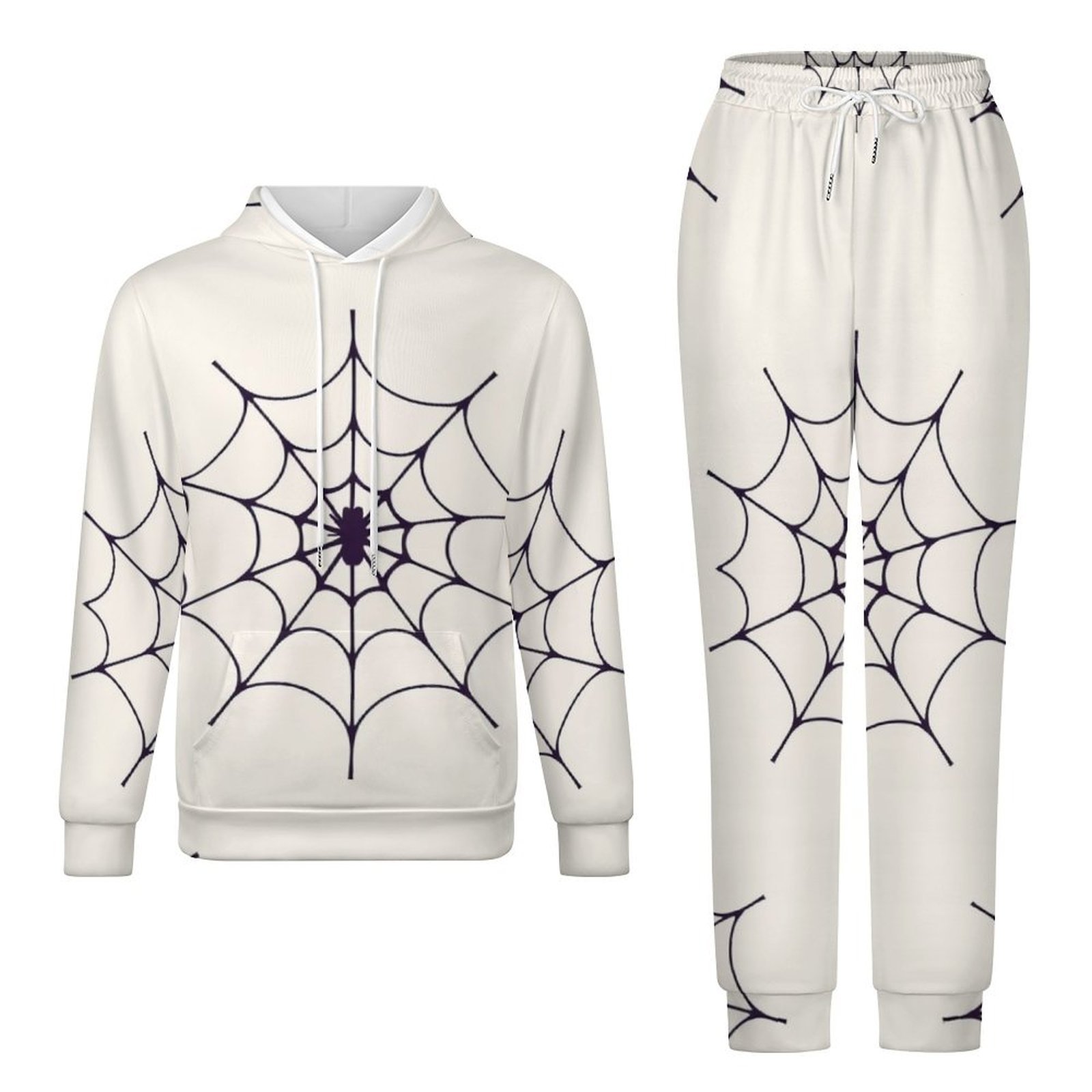 Spider Webs Pattern Halloween Theme Hoodie And Pants Set Tracksuit Men ...