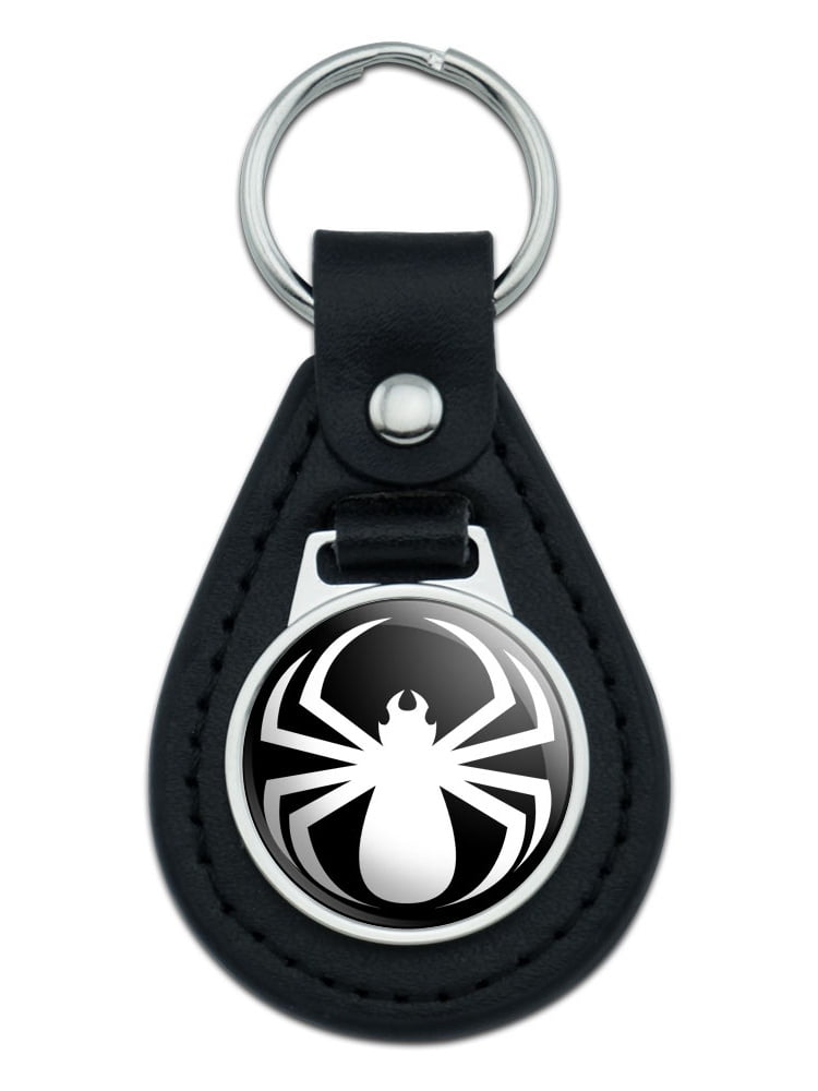 Spider White Black Widow Black Leather Keychain - Walmart.com