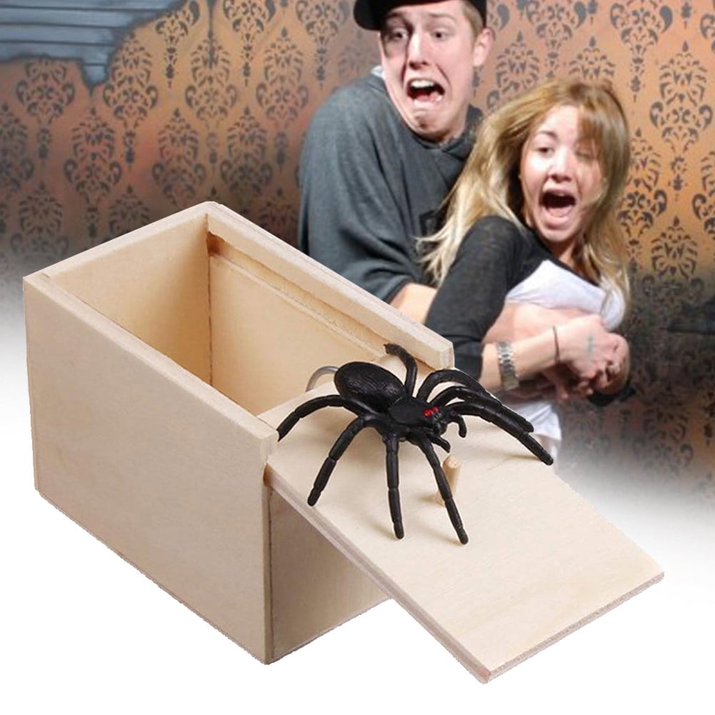 Spider Wooden Gadgets Funny Prank Spider Scare Box Trick Play Joke Gag ...