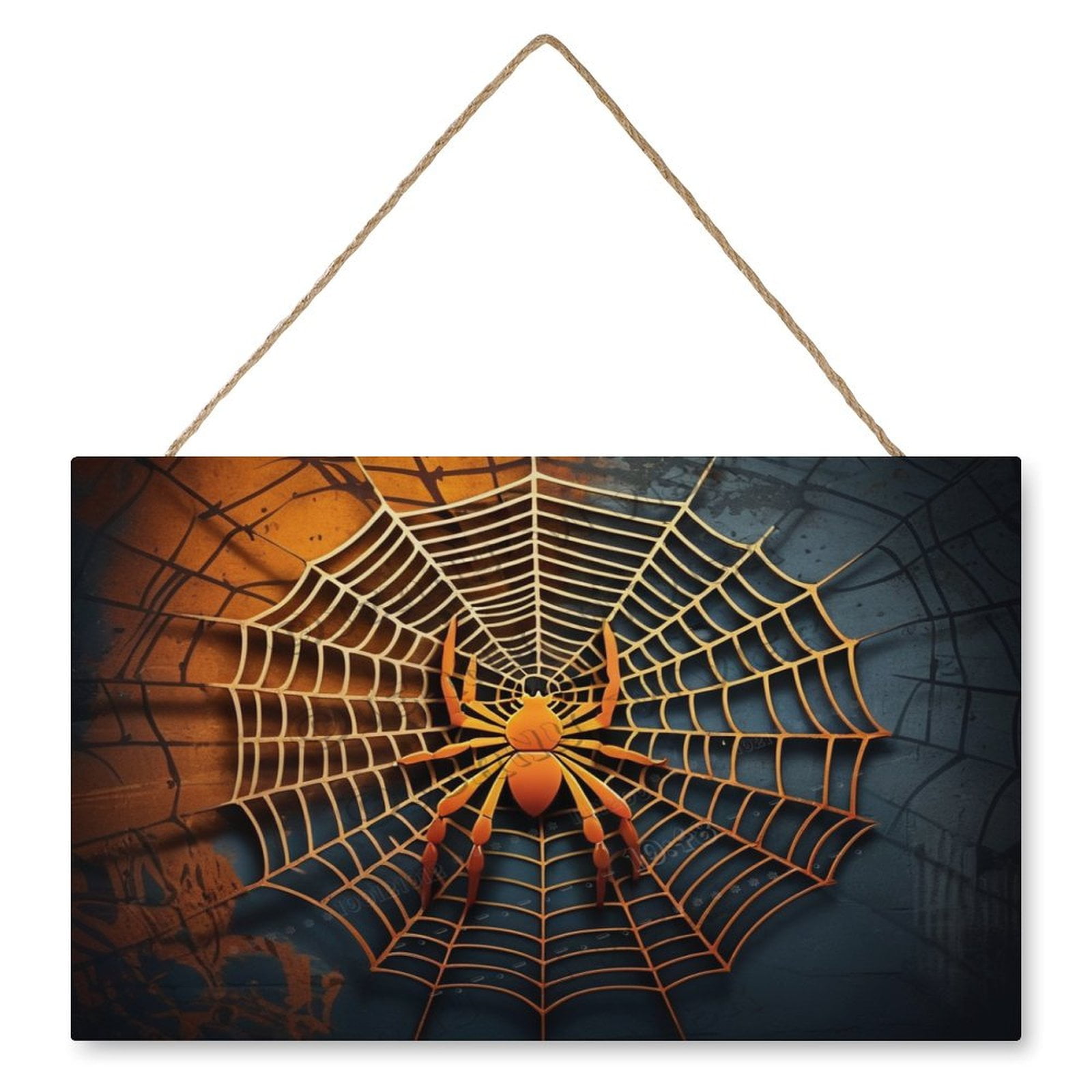 Spider Wooden Hanging Sign Spider Web Decor for Wall Happy Halloween ...