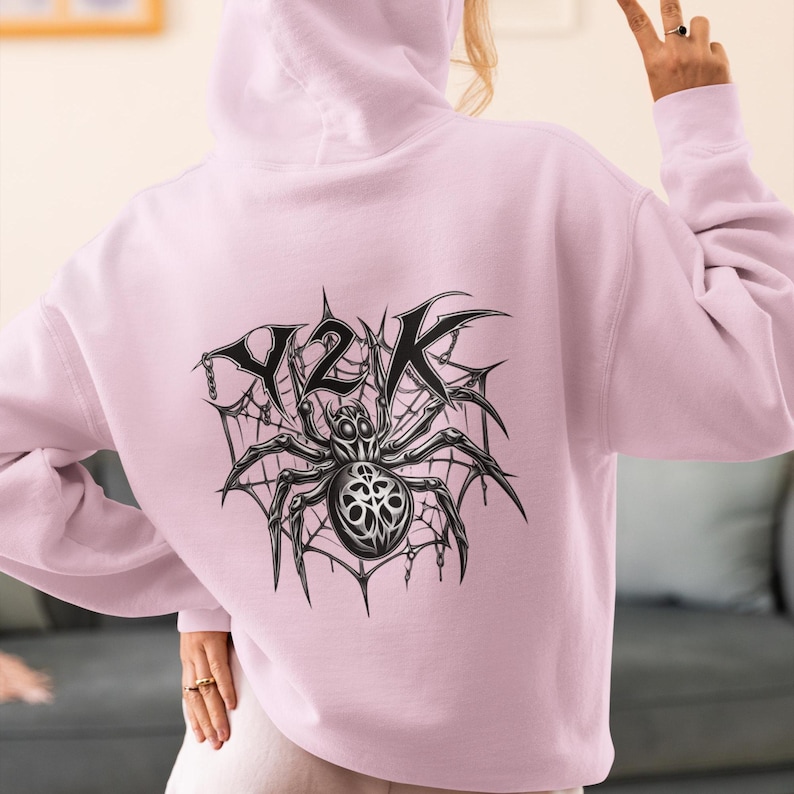 Spider Y2k Spider web Hoodie 2000's grunge unisex - Walmart.com