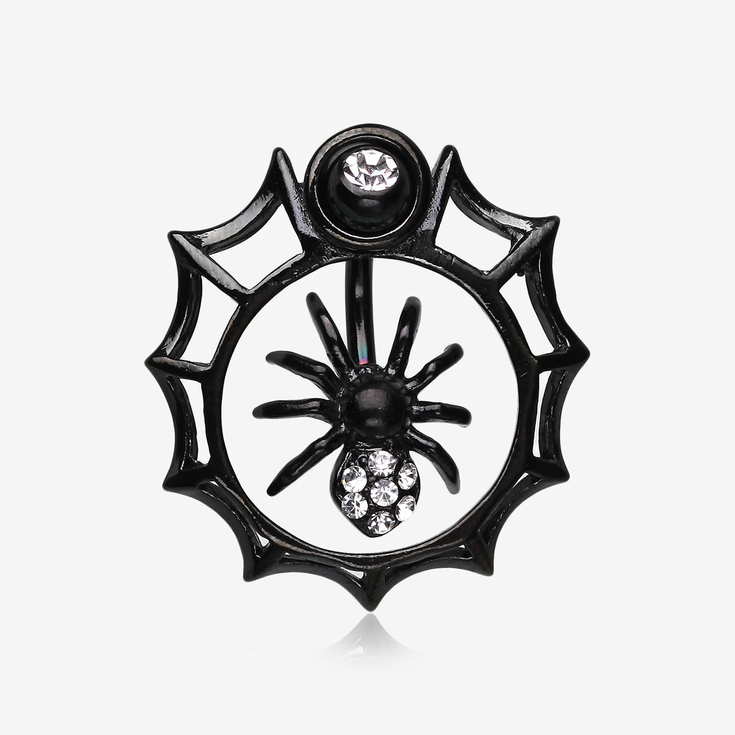 Spider in Web Sparkle Belly Ring-Black - Walmart.com