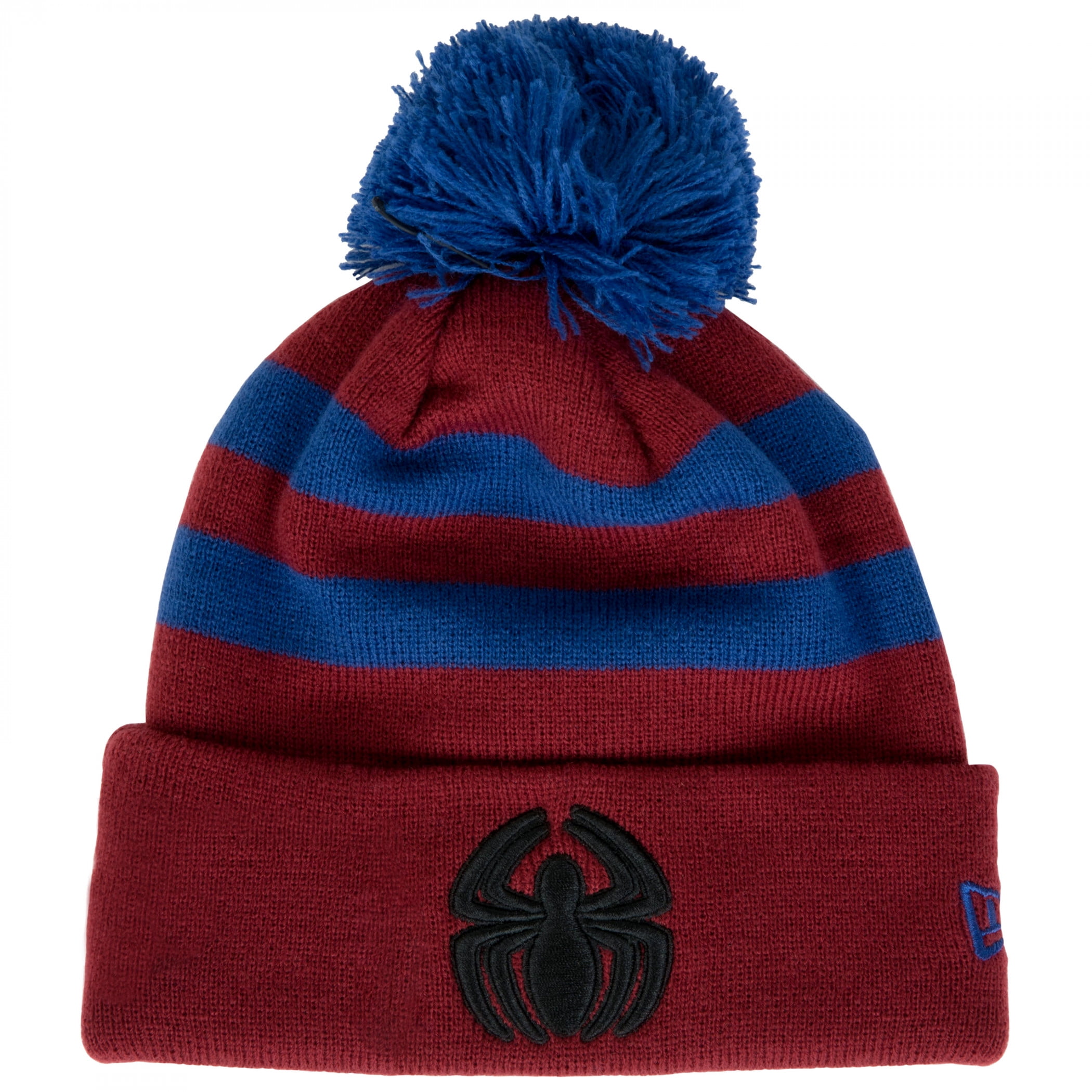 Spider-man 856876 Symbol Striped New Era Knit Pom Beanie, Blue & Red ...